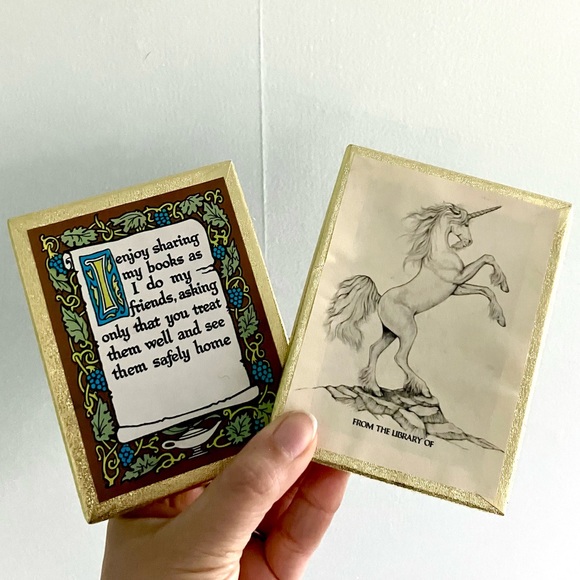 Vintage | Office | Vintage 7s Unicorn Scroll Book Plates Set Of 2 For ...